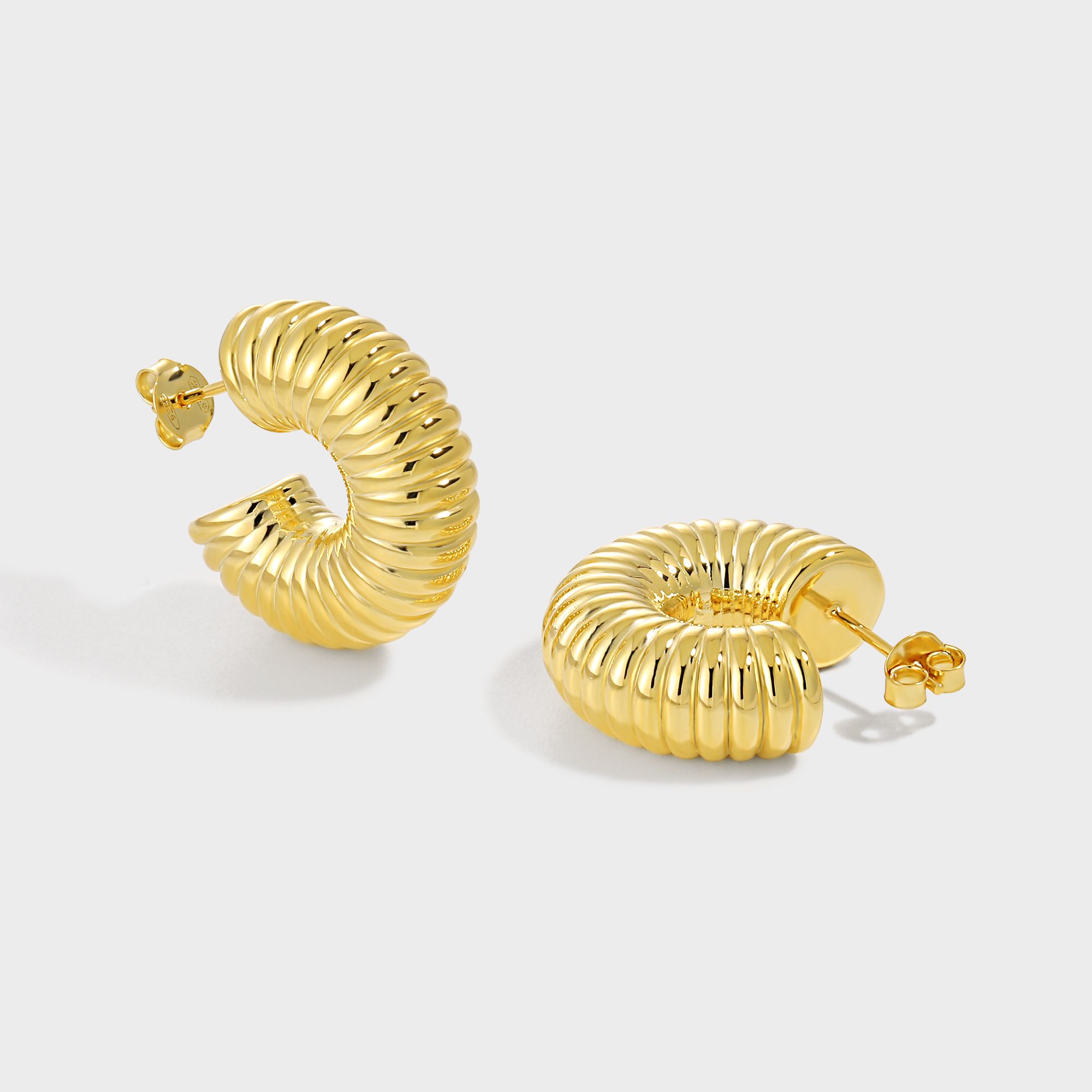 Fashion Letter C Shape Spring 925 Sterling Silver Stud Earrings